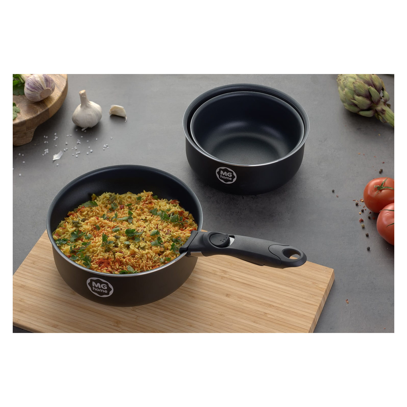 Zestaw 3 garnków z odpinaną rączką 18/20/22 cm MG Home Clever Kitchen