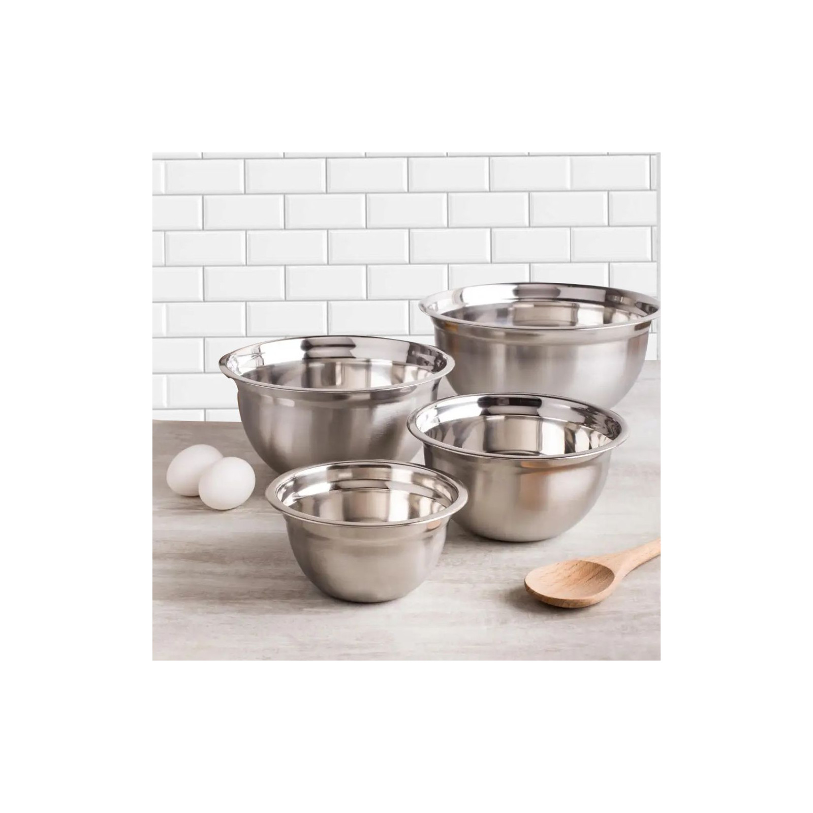 Miski metalowe głębokie komplet 4 sztuk Krisberg ze stali nierdzewnej ...